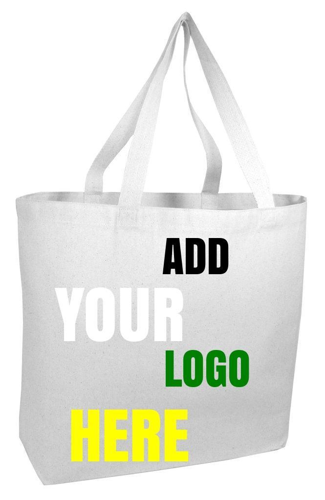 CUSTOM JUMBO CANVAS TOTE BAG WEB HANDLES NO MINIMUM | BAGANDTOTE.COM