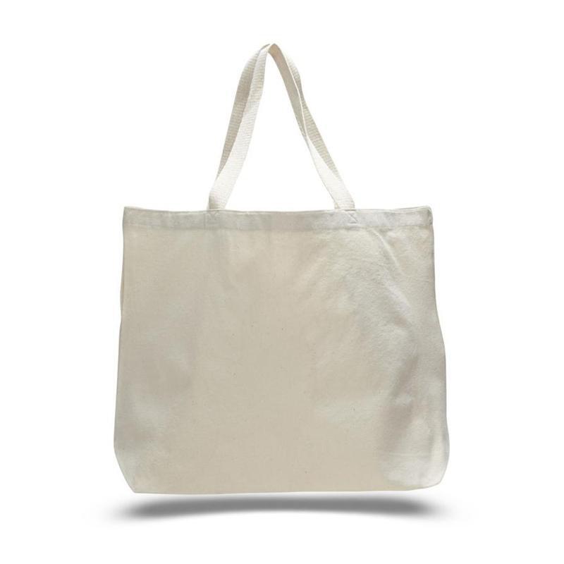 CUSTOM JUMBO CANVAS TOTE BAG WEB HANDLES NO MINIMUM | BAGANDTOTE.COM