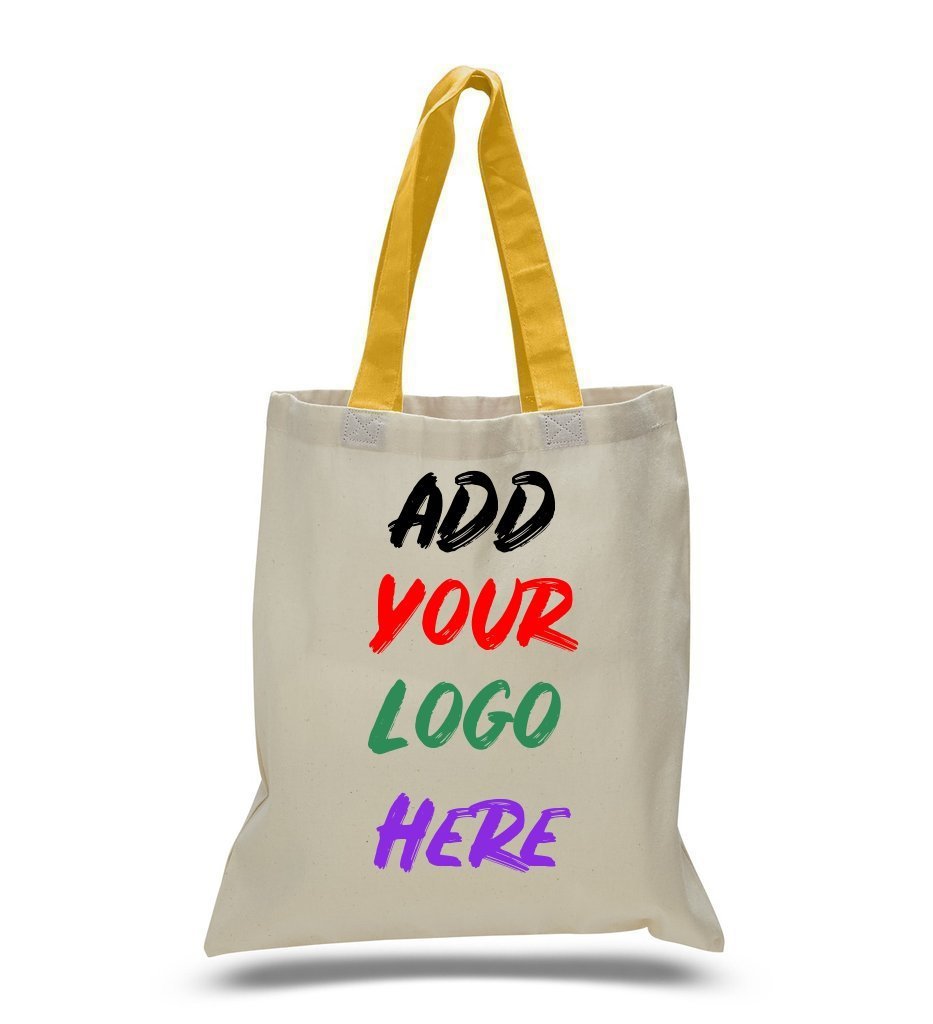 CUSTOM TOTE BAG WITH COLOR HANDLES 100% COTTON | BAGANDTOTE.COM
